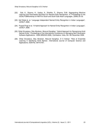 Named Entity Recognition System for Hindi Language: A Hybrid Approach | PDF