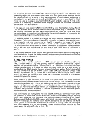 Named Entity Recognition System for Hindi Language: A Hybrid Approach | PDF