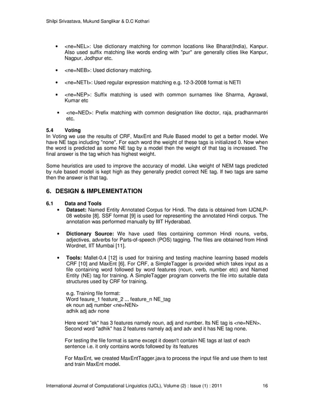 Named Entity Recognition System for Hindi Language: A Hybrid Approach | PDF | Databases ...