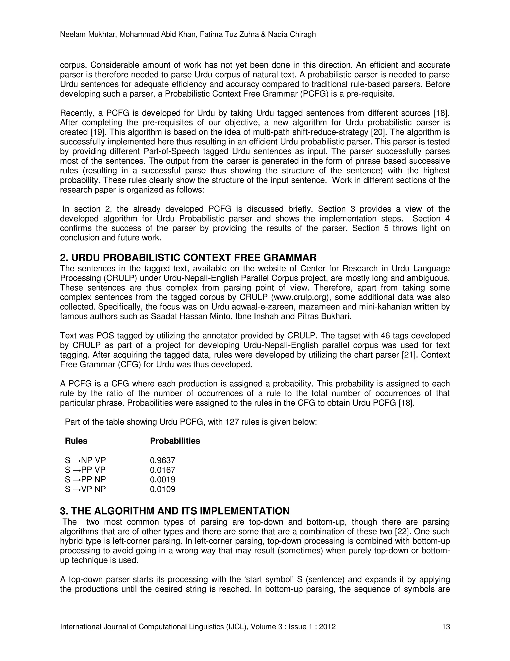Implementation of Urdu Probabilistic Parser | PDF