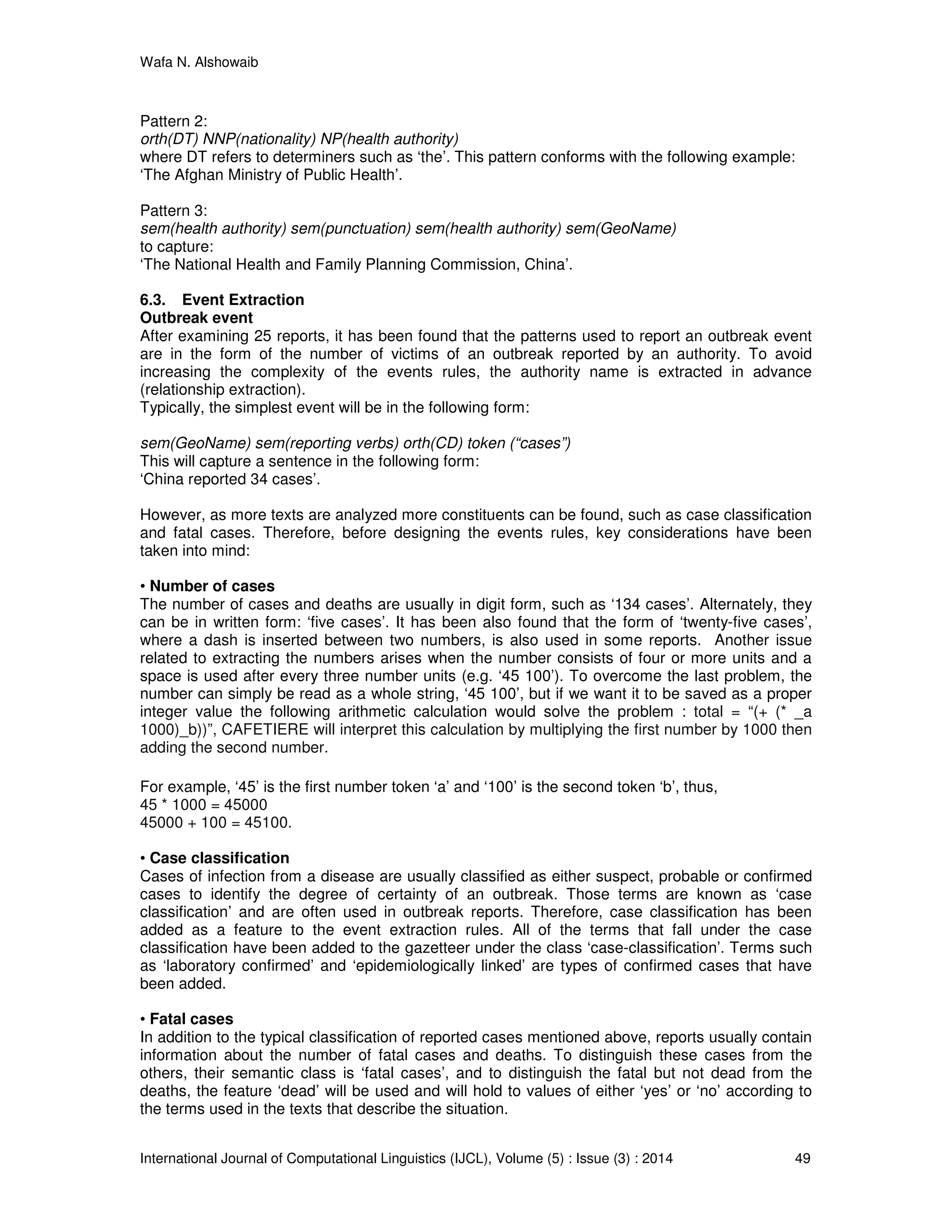 Rule Based Information Extraction From Disease Outbreak Reports Pdf Databases Computer