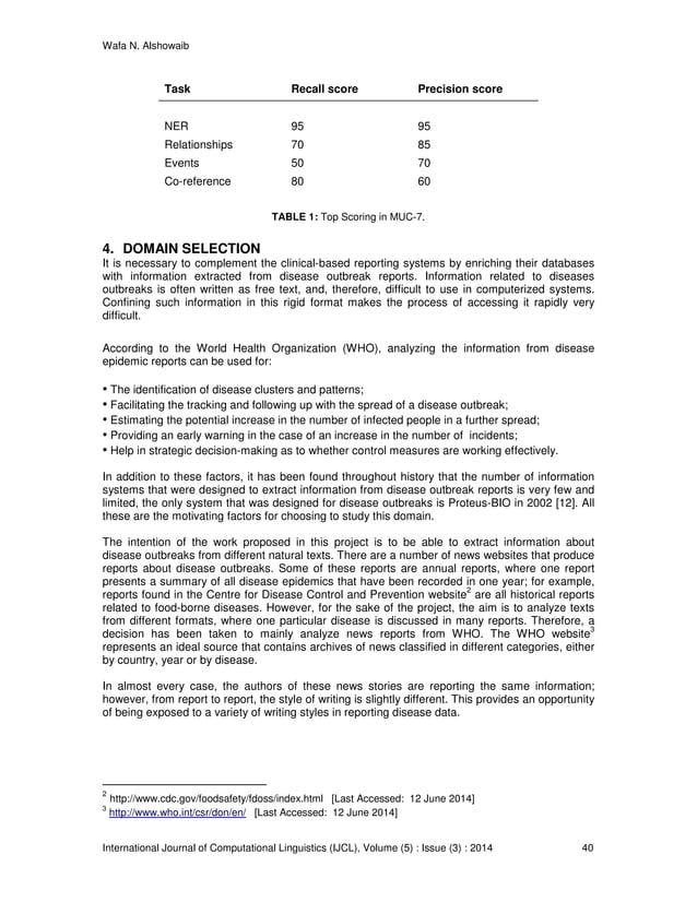 Rule Based Information Extraction From Disease Outbreak Reports Pdf Databases Computer