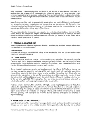 Designing a Rule Based Stemmer for Afaan Oromo Text | PDF