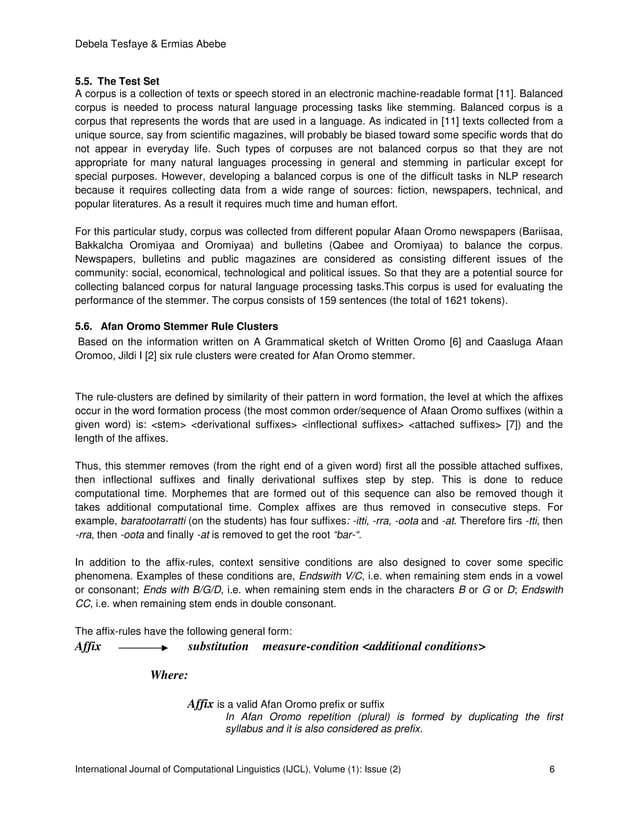 Designing a Rule Based Stemmer for Afaan Oromo Text | PDF