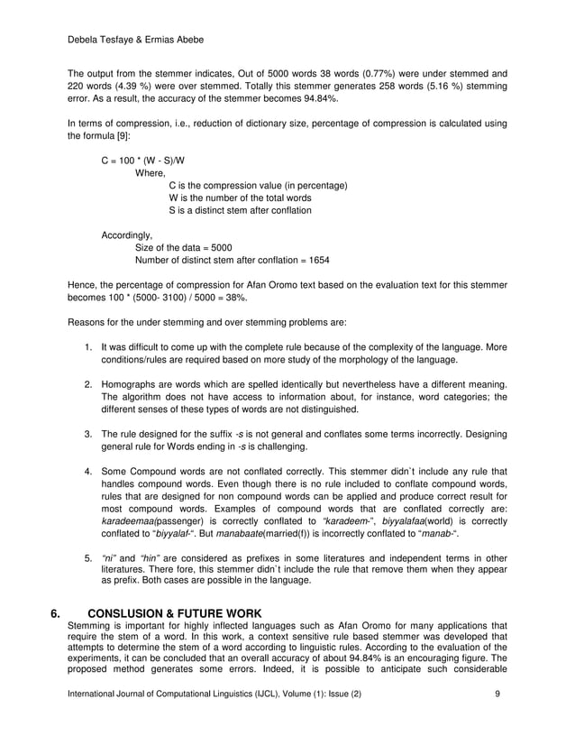 Designing a Rule Based Stemmer for Afaan Oromo Text | PDF