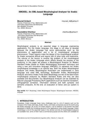 XMODEL: An XML-based Morphological Analyzer for Arabic Language | PDF | Programming Languages ...