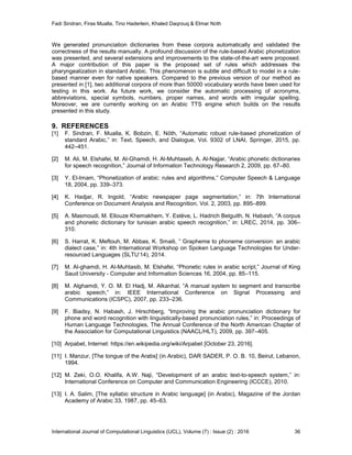 Rule-Based Standard Arabic Phonetization at Phoneme, Allophone, and Syllable Level | PDF ...