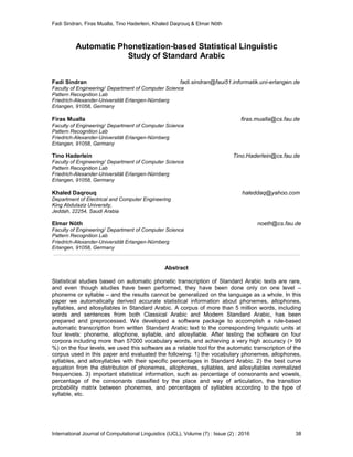Automatic Phonetization-based Statistical Linguistic Study of Standard Arabic | PDF | World ...