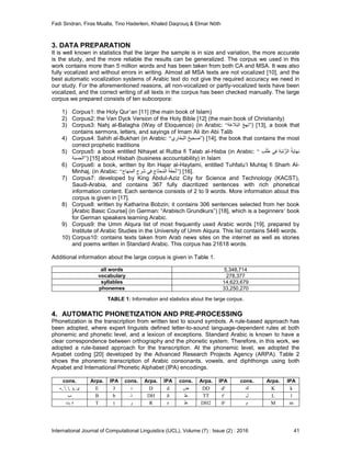 Automatic Phonetization-based Statistical Linguistic Study of Standard Arabic | PDF | World ...