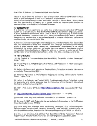 Named Entity Recognition for Telugu Using Conditional Random Field | PDF