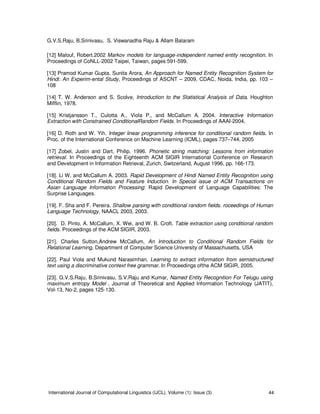 Named Entity Recognition for Telugu Using Conditional Random Field | PDF