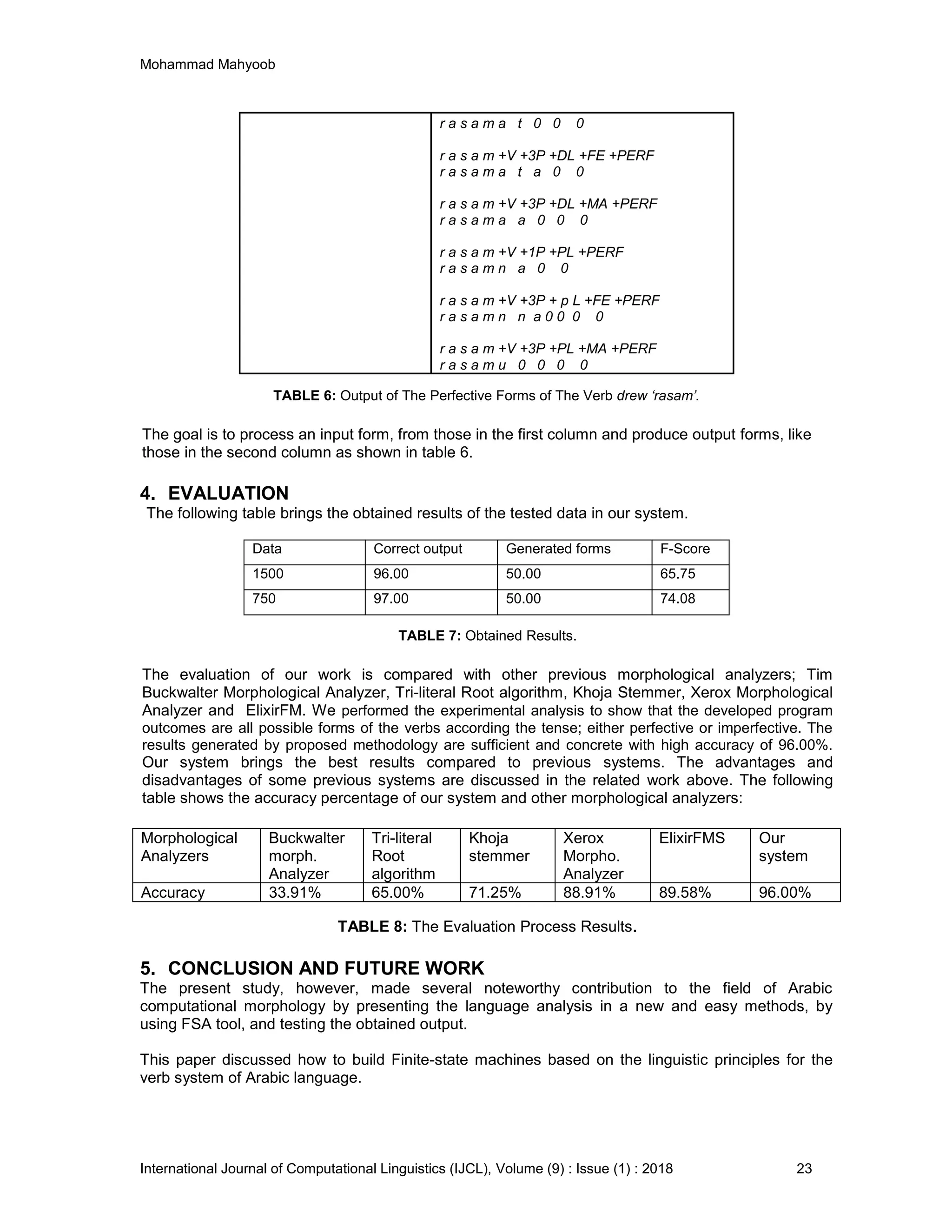 Deterministic Finite State Automaton of Arabic Verb System: A Morphological Study | PDF