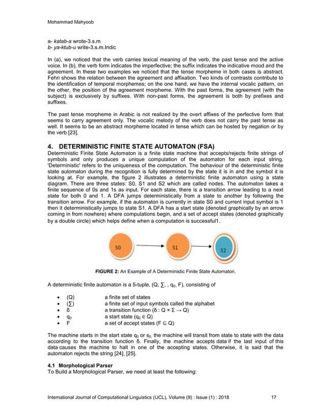 Deterministic Finite State Automaton of Arabic Verb System: A Morphological Study | PDF