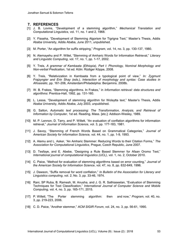 Designing A Rule Based Stemming Algorithm for Kambaata Language Text | PDF