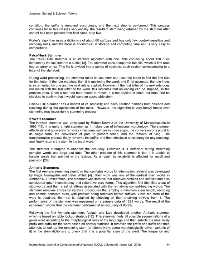 Designing A Rule Based Stemming Algorithm for Kambaata Language Text | PDF