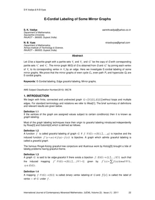 E-Cordial Labeling of Some Mirror Graphs | PDF