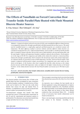 The Effects of Nanofluids on Forced Convection Heat Transfer Inside Parallel Plate Heated with ...