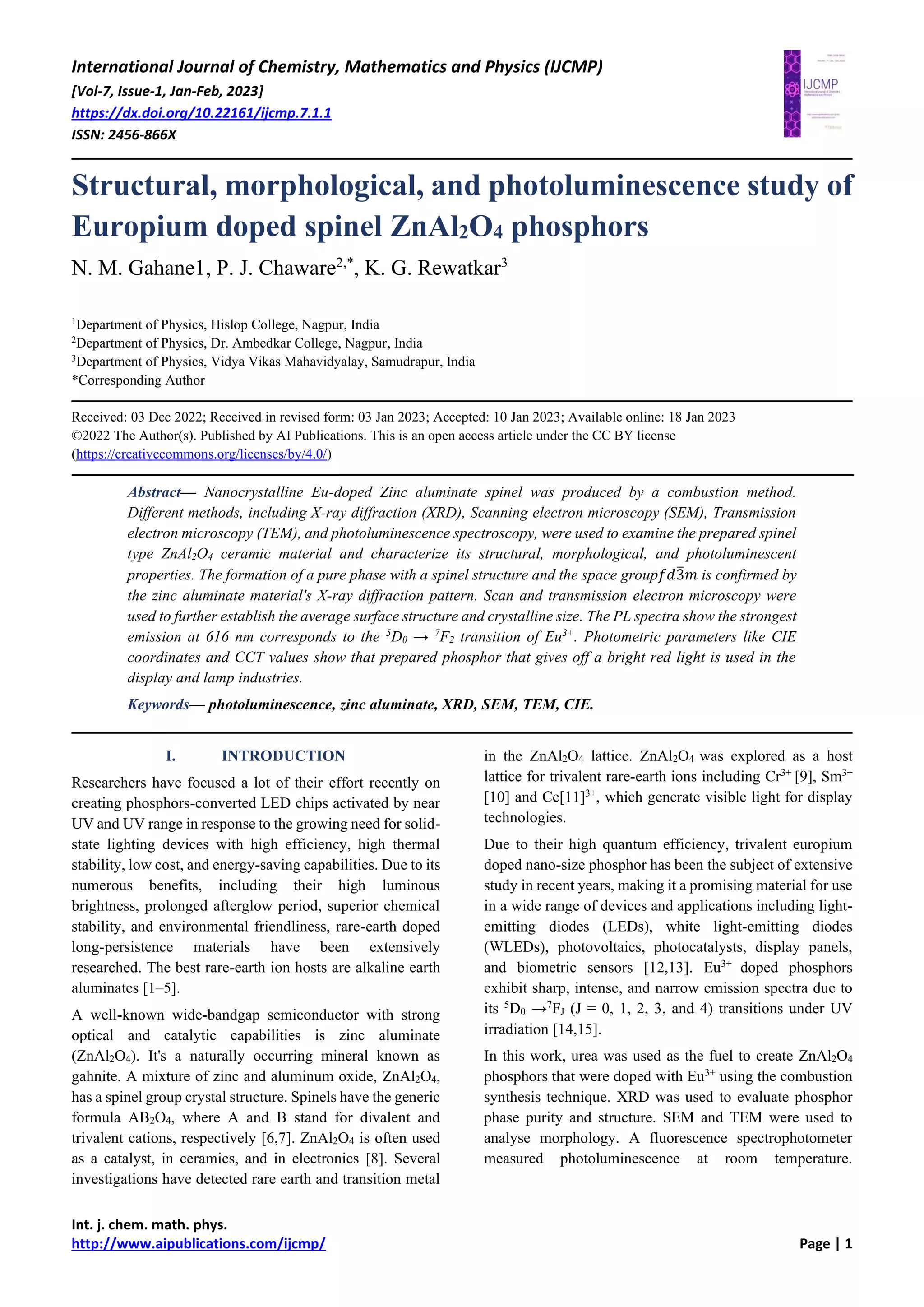 Structural, morphological, and photoluminescence study of Europium ...