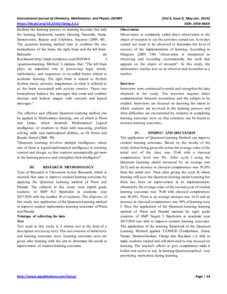 Students Effort to Improve Learning Results by Using Quantum Learning Method in North Tapanuli | PDF