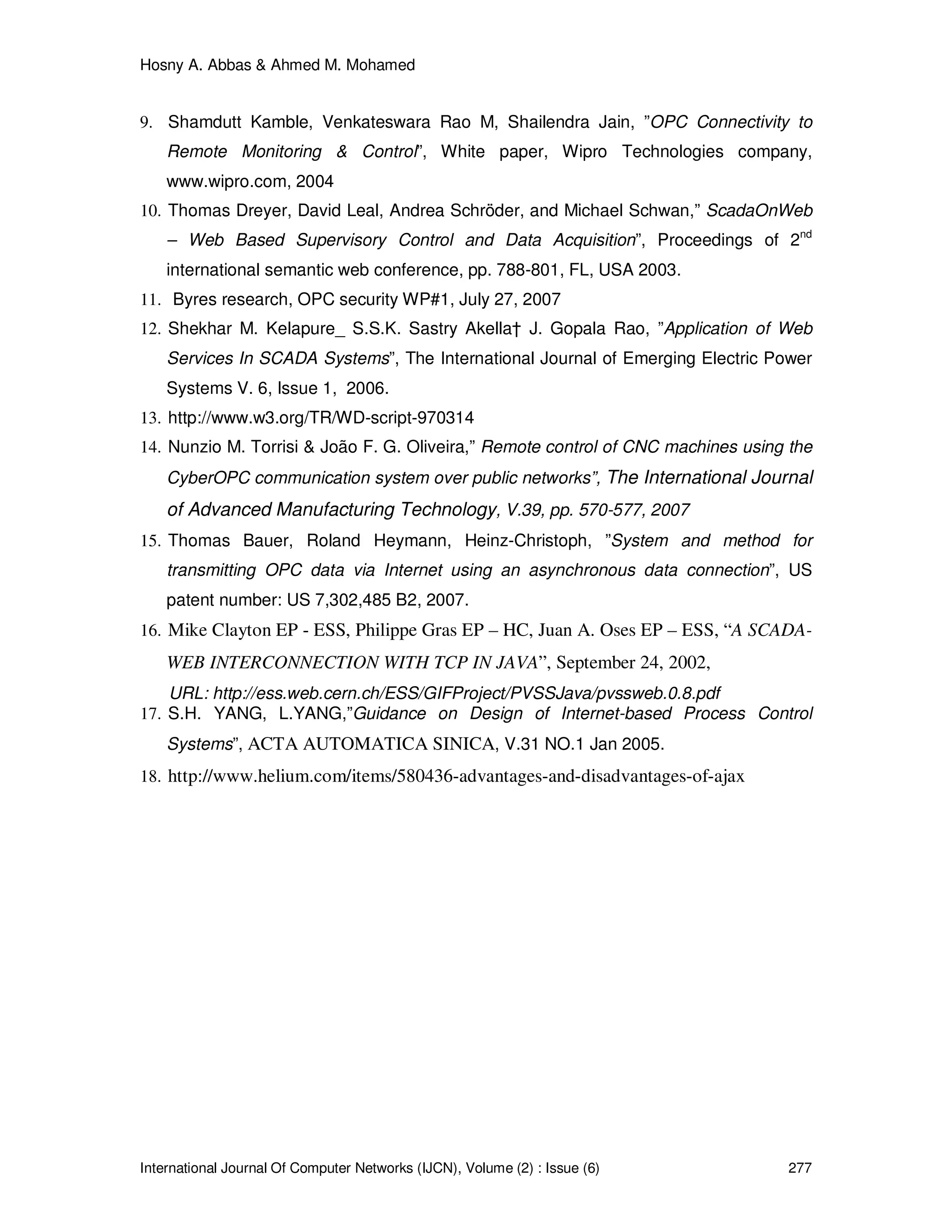 Review on the Design of Web Based SCADA Systems Based on OPC DA Protocol | PDF