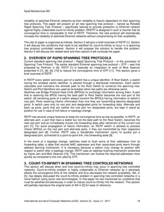 RRSTP: A Spanning Tree Protocol for Obviating Count-to-Infinity from ...