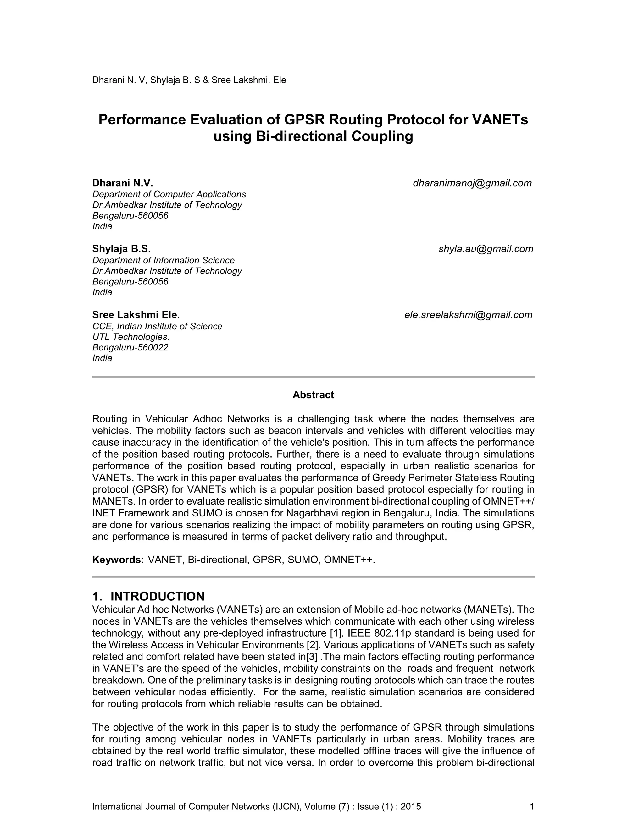 Performance Evaluation Of Gpsr Routing Protocol For Vanets Using Bi