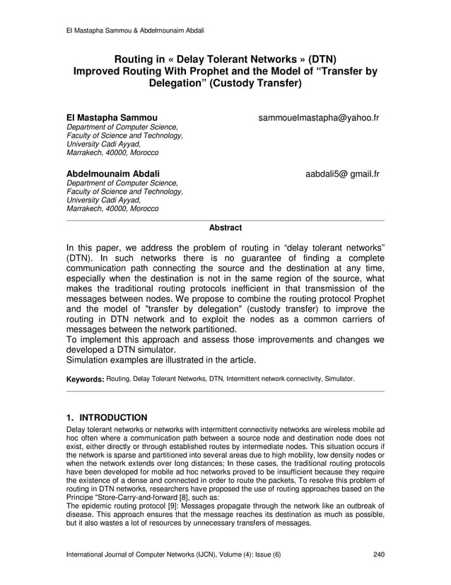 Routing In Delay Tolerant Networks Dtn Improved Routing With Prophet And The Model Of