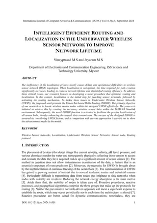 Intelligent Efficient Routing and Localization in the Underwater Wireless Sensor Network to ...