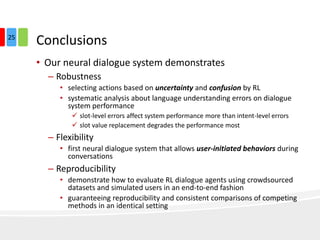 End-to-End Task-Completion Neural Dialogue Systems | PPT