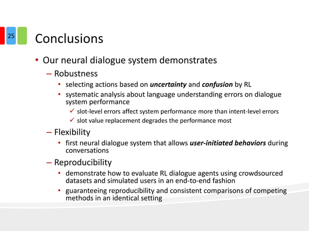 End-to-End Task-Completion Neural Dialogue Systems | PPT