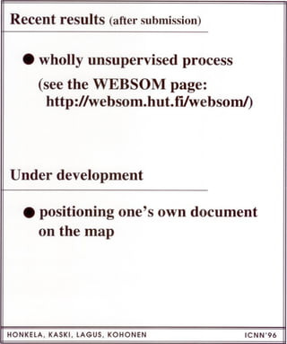 Timo Honkela: Exploration of Full-Text Databases with Self-Organizing Maps - with Samuel Kaski ...