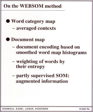 Timo Honkela: Exploration of Full-Text Databases with Self-Organizing Maps - with Samuel Kaski ...