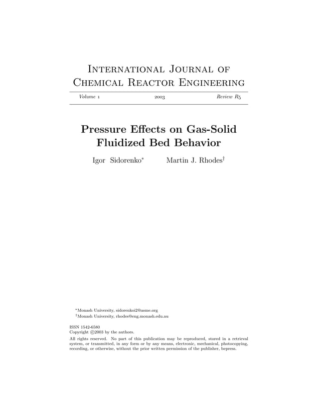 Pressure effects on gas-solid fluidized bed behavior | PDF