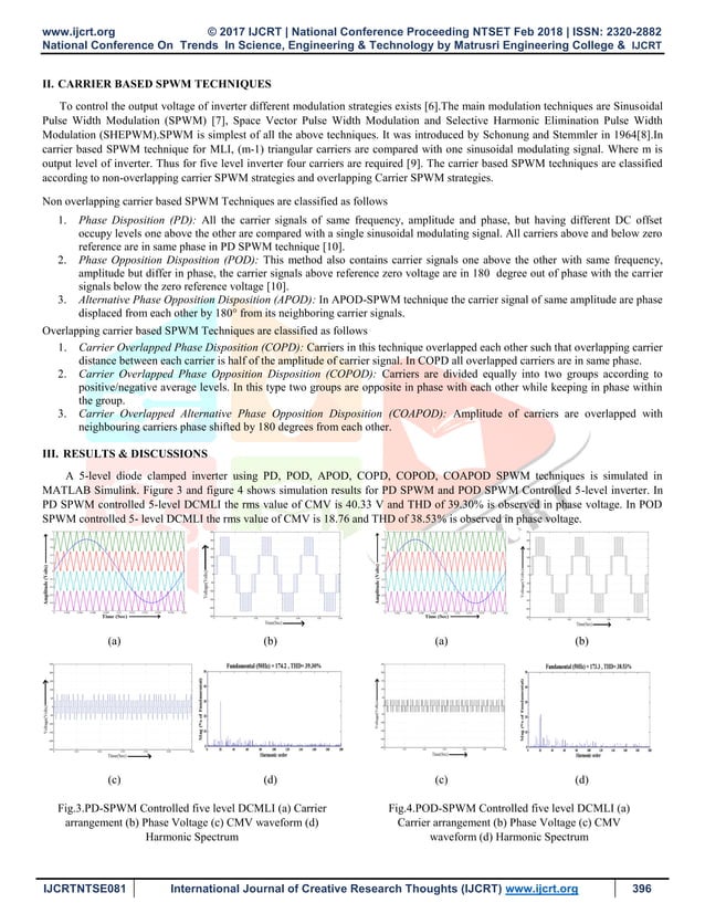 INVESTIGATION OF COMMON MODE VOLTAGE IN 5-LEVEL DIODE CLAMPED MLI USING CARRIER BASED SPWM ...