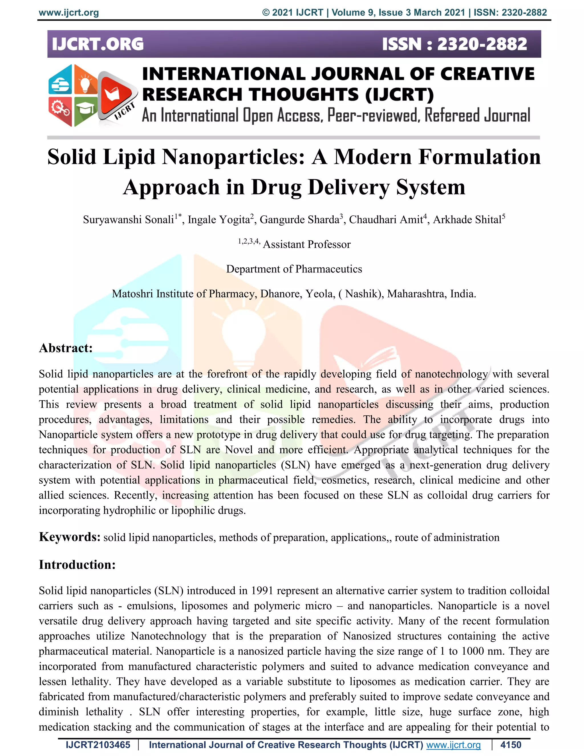 Solid lipid nanoparticles | PDF