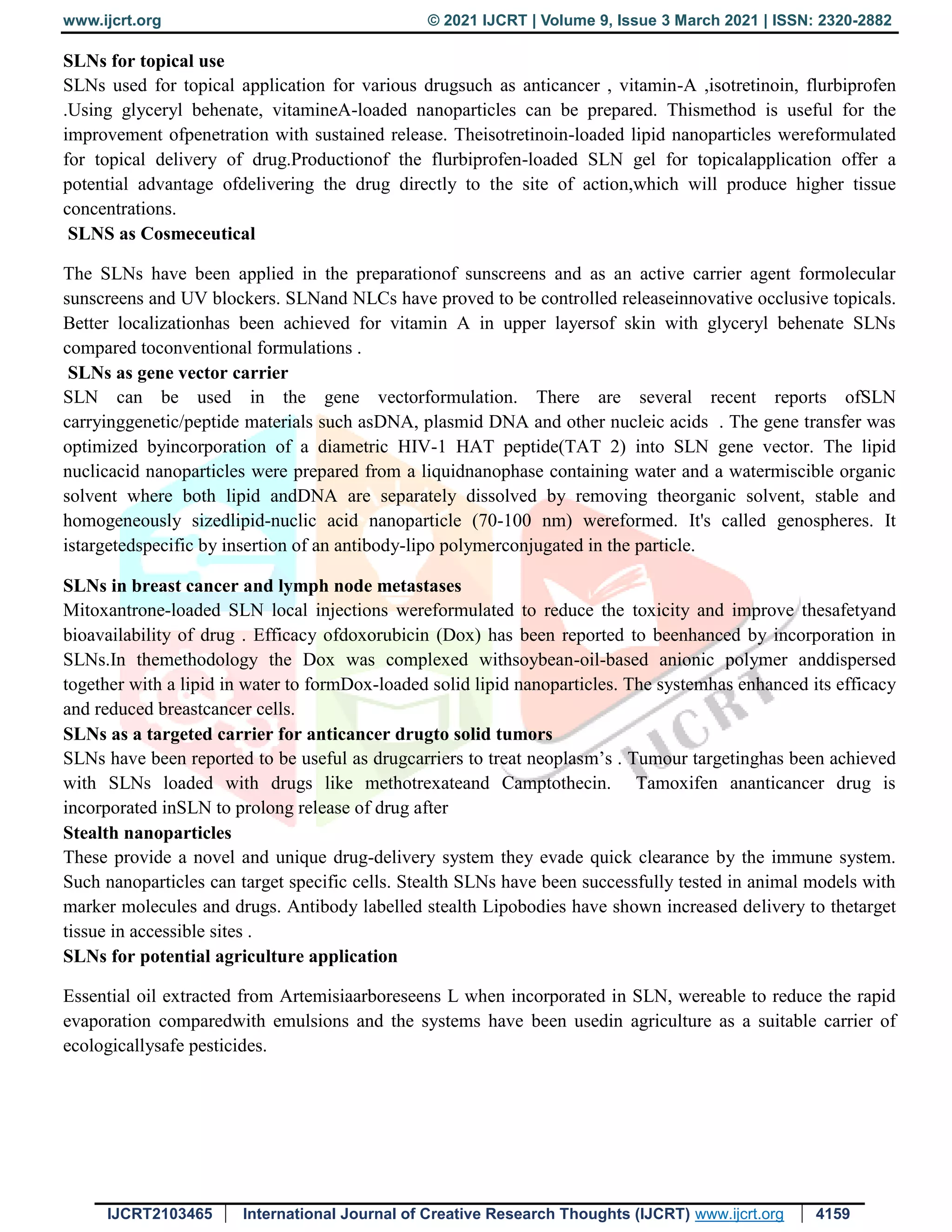 Solid lipid nanoparticles | PDF