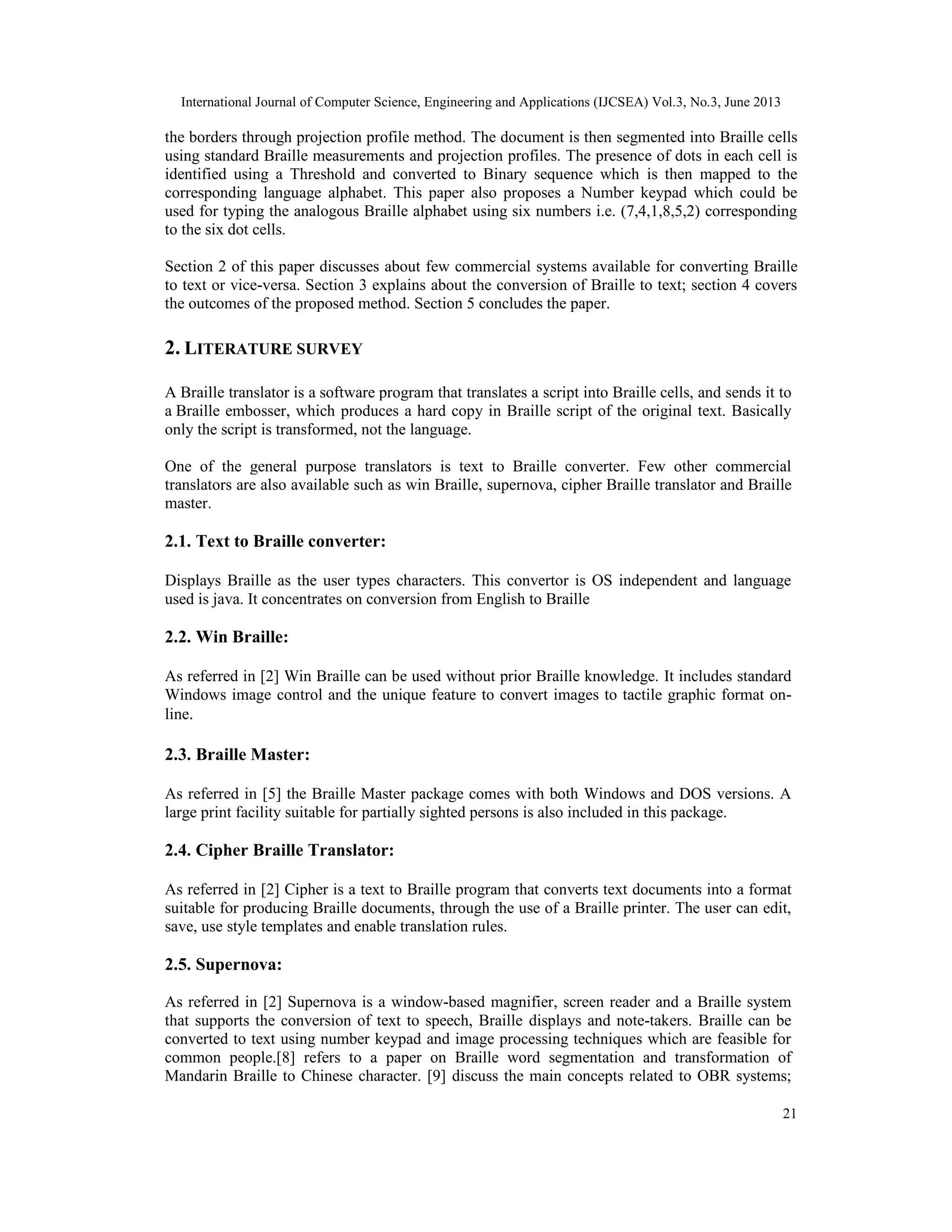 Conversion of braille to text in English, hindi and tamil languages | PDF