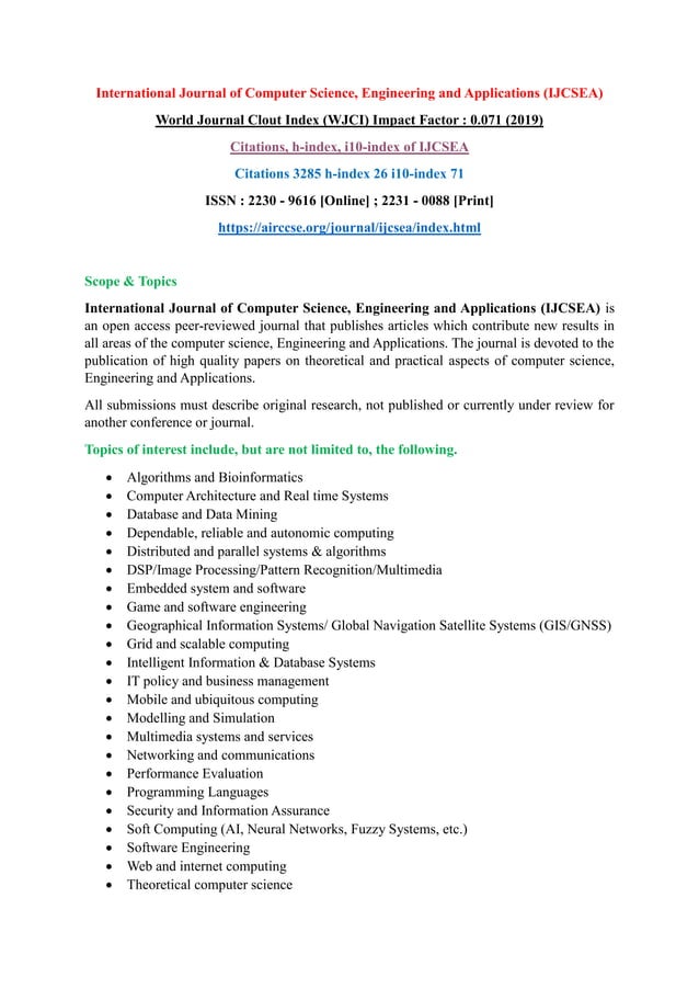 International Journal of Computer Science, Engineering and Applications (IJCSEA) | PDF