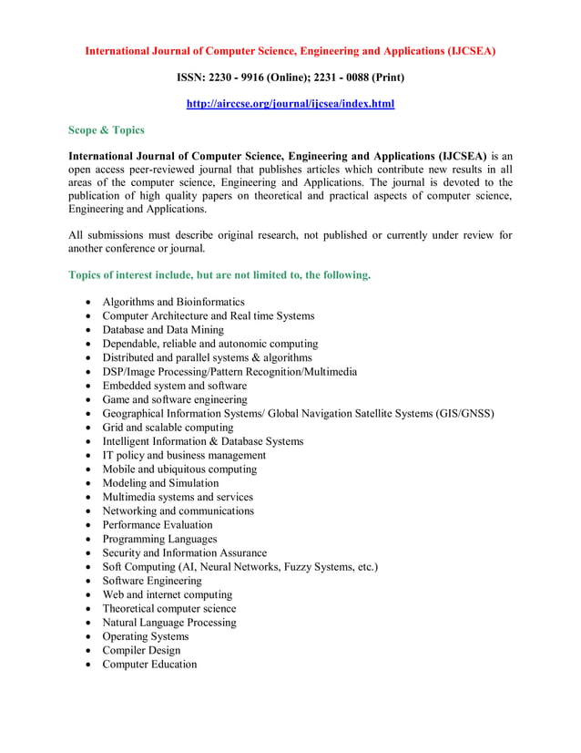 International Journal of Computer Science, Engineering and Applications (IJCSEA) | PDF
