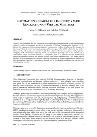 Estimation Formula for Indirect Value Realization of Virtual Meetings | PDF