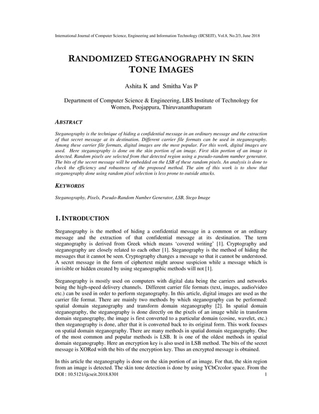 RANDOMIZED STEGANOGRAPHY IN SKIN TONE IMAGES | PDF | Photo Editing ...