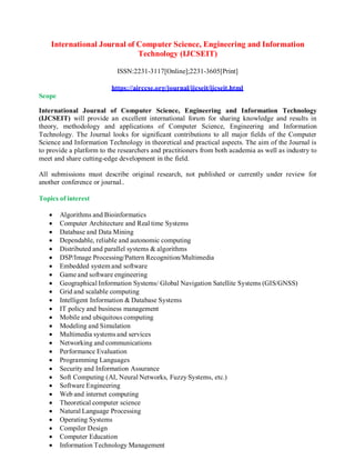 International Journal of Computer Science, Engineering and Information ...