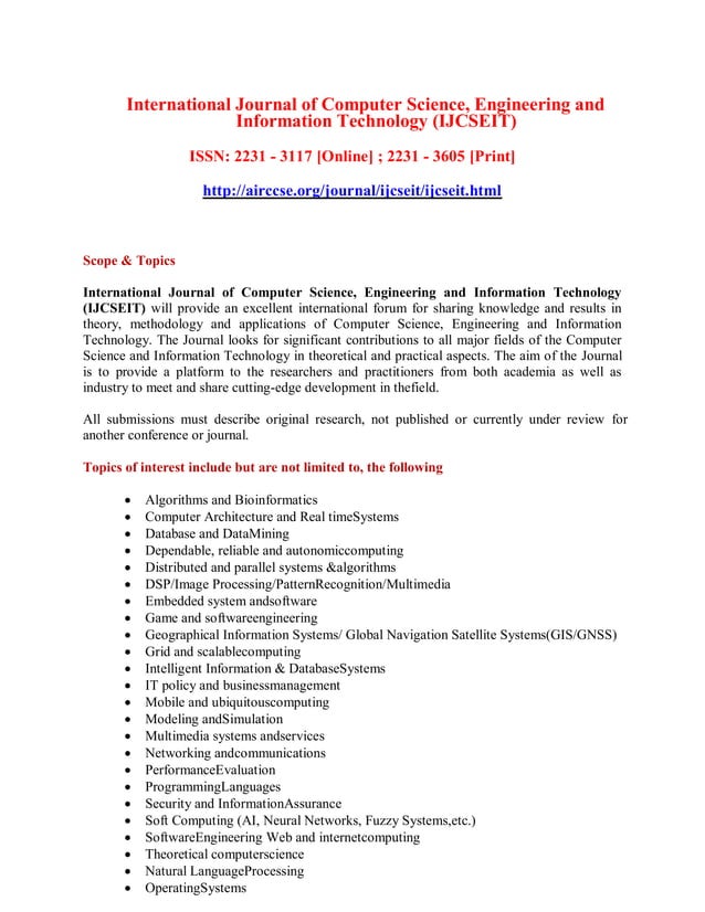 IJCSEIT CFP 13-06 (1).pdf | Technology & Computing