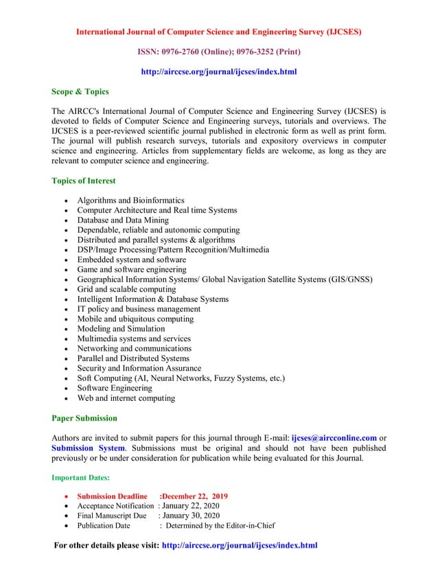 International Journal of Computer Science and Engineering Survey (IJCSES) | PDF