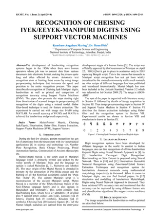 RECOGNITION OF CHEISING IYEK/EEYEK-MANIPURI DIGITS USING SUPPORT VECTOR ...