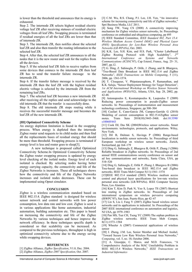 A REVIEW ON TECHNIQUES FOR INCREASING CONNECTIVITY AND LIFE OF ZIGBEE NETWORKS | PDF