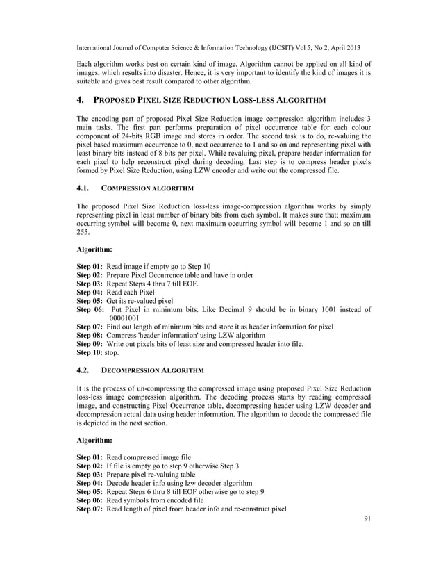 PIXEL SIZE REDUCTION LOSS-LESS IMAGE COMPRESSION ALGORITHM | PDF