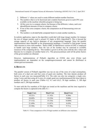 PERFORMANCE ANALYSIS OF PARALLEL POLLARD’S RHO FACTORING ALGORITHM | PDF