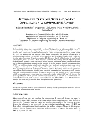 AUTOMATED TEST CASE GENERATION AND OPTIMIZATION: A COMPARATIVE REVIEW | PDF