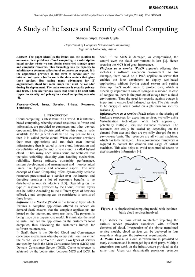 A STUDY OF THE ISSUES AND SECURITY OF CLOUD COMPUTING | PDF
